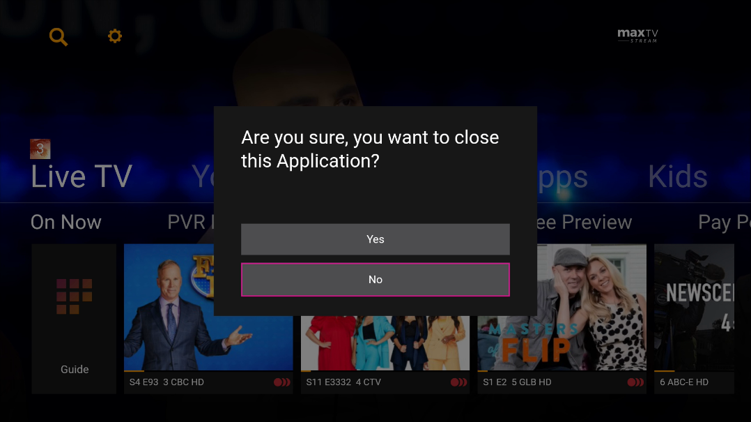 Closing menus and apps using the back button on the maxTV Stream remote | Support | SaskTel