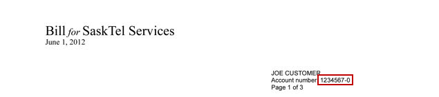 Finding your SaskTel account number | Support | SaskTel