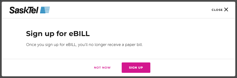 Personal: Signing up for eBILL | Support | SaskTel
