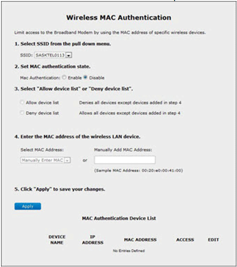 Setting up MAC address filtering on the Actiontec gateway (infiNET ...