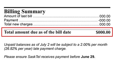 Finding your last billed amount | Support | SaskTel