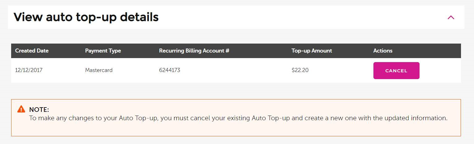 Adding, updating, or cancelling a noSTRINGS Prepaid Auto Top Up ...