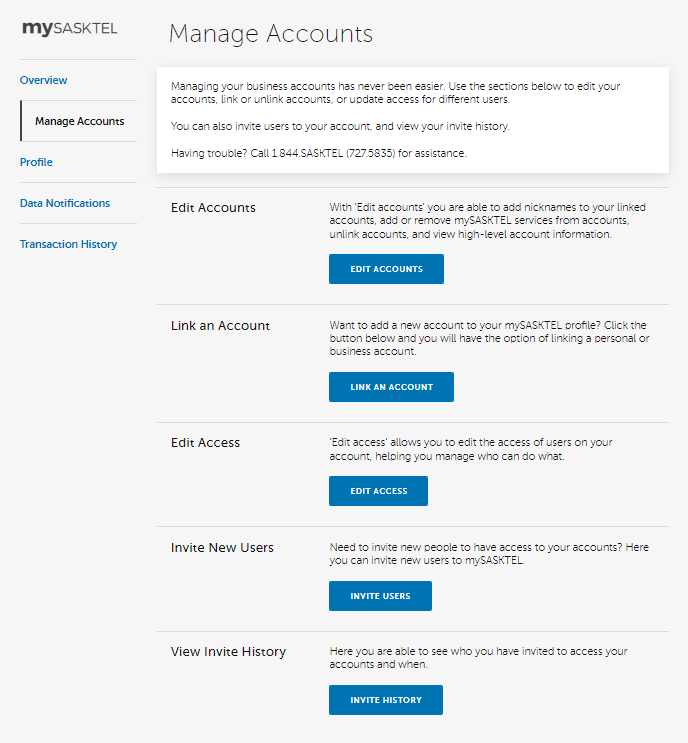 Business Managing Business Accounts In Mysasktel Support Sasktel