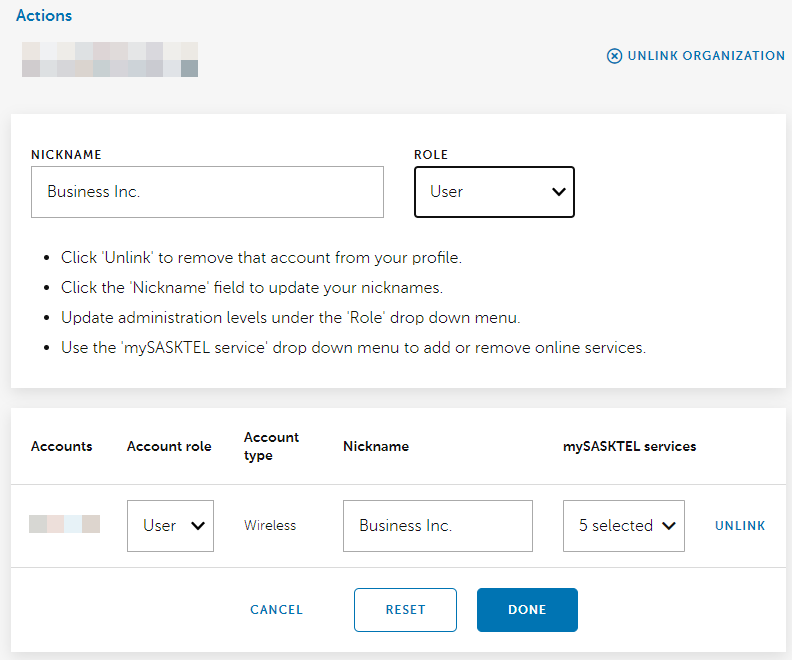 Business: Editing accounts in mySASKTEL | Support | SaskTel