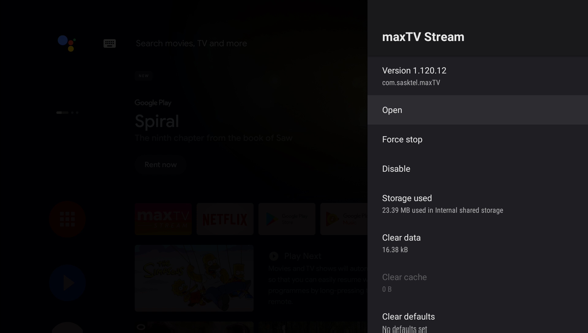 Clearing data or cache on your maxTV Stream media box | Support | SaskTel