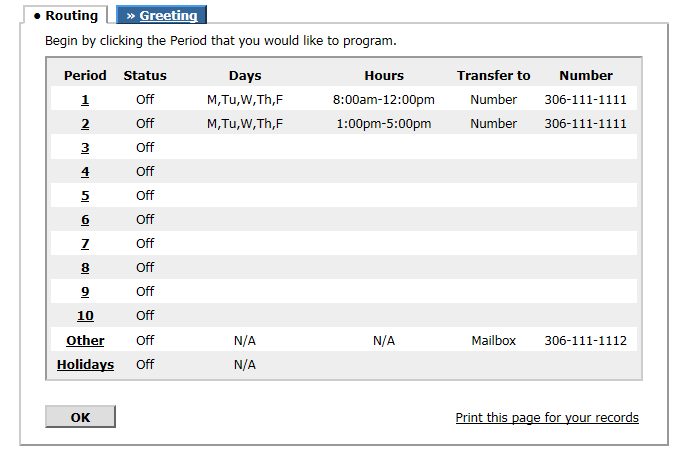 Using Conditional Transfer Mailbox - old platform Using Conditional Transfer Mailbox - old platform