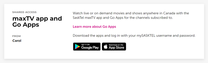 Personal: Accepting an invitation to access the maxTV app and TV Go ...