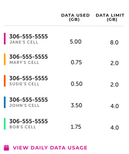 Business: Viewing real-time data usage for groups and devices in mySASKTEL | Support | SaskTel