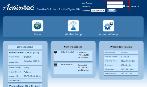 Logging in to the Actiontec WEB6000Q wireless extender | Support | SaskTel