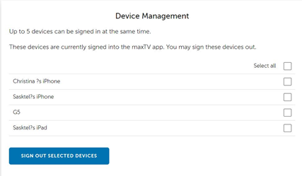 Business: Managing maxTV app devices in mySASKTEL | Support | SaskTel