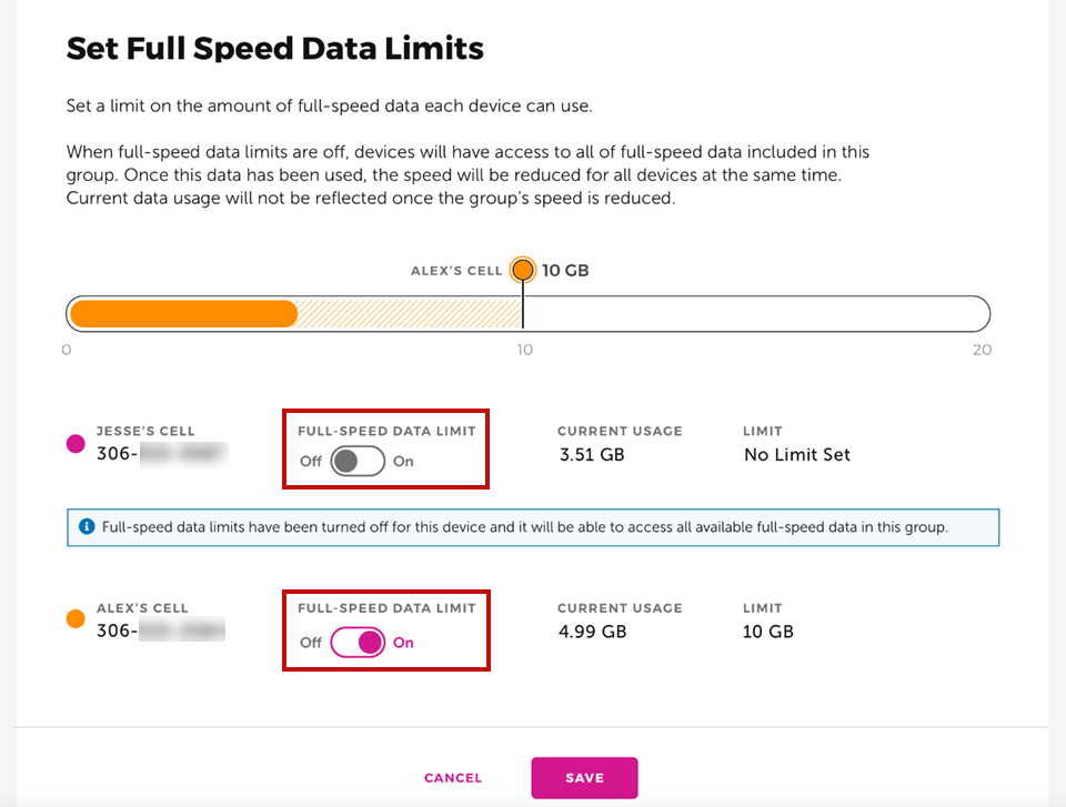 Personal: Managing full-speed data limits in mySASKTEL | Support | SaskTel