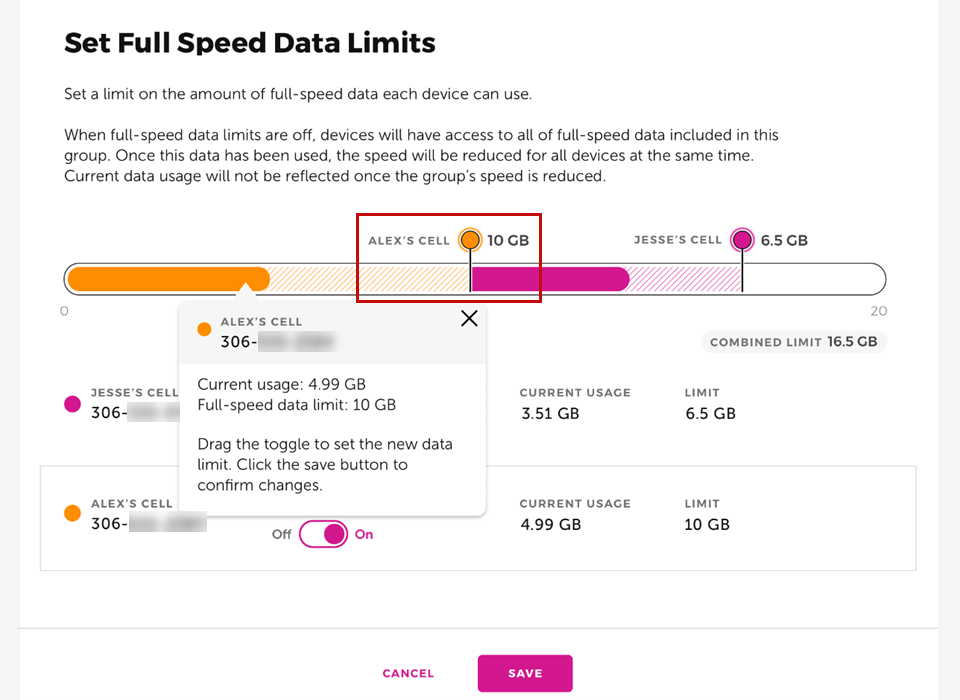 Personal: Managing full-speed data limits in mySASKTEL | Support | SaskTel
