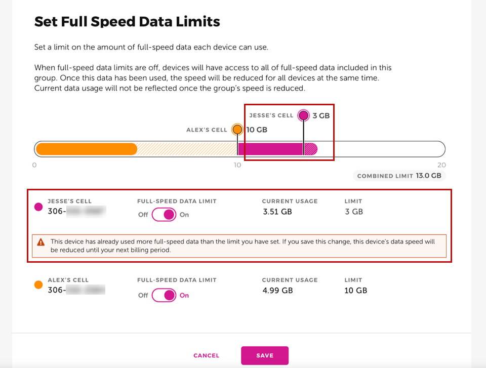 Personal: Managing full-speed data limits in mySASKTEL | Support | SaskTel