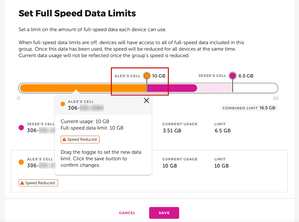 Personal: Managing full-speed data limits in mySASKTEL | Support | SaskTel
