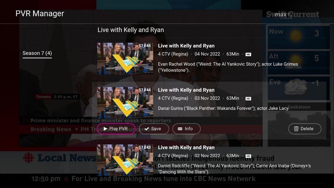 Using Cloud PVR on a maxTV Stream media box | Support | SaskTel