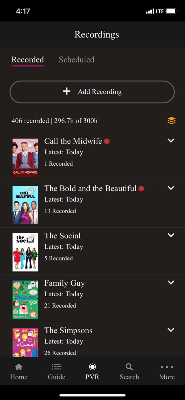 Using the SaskTel maxTV app to manage and watch Cloud PVR recordings ...