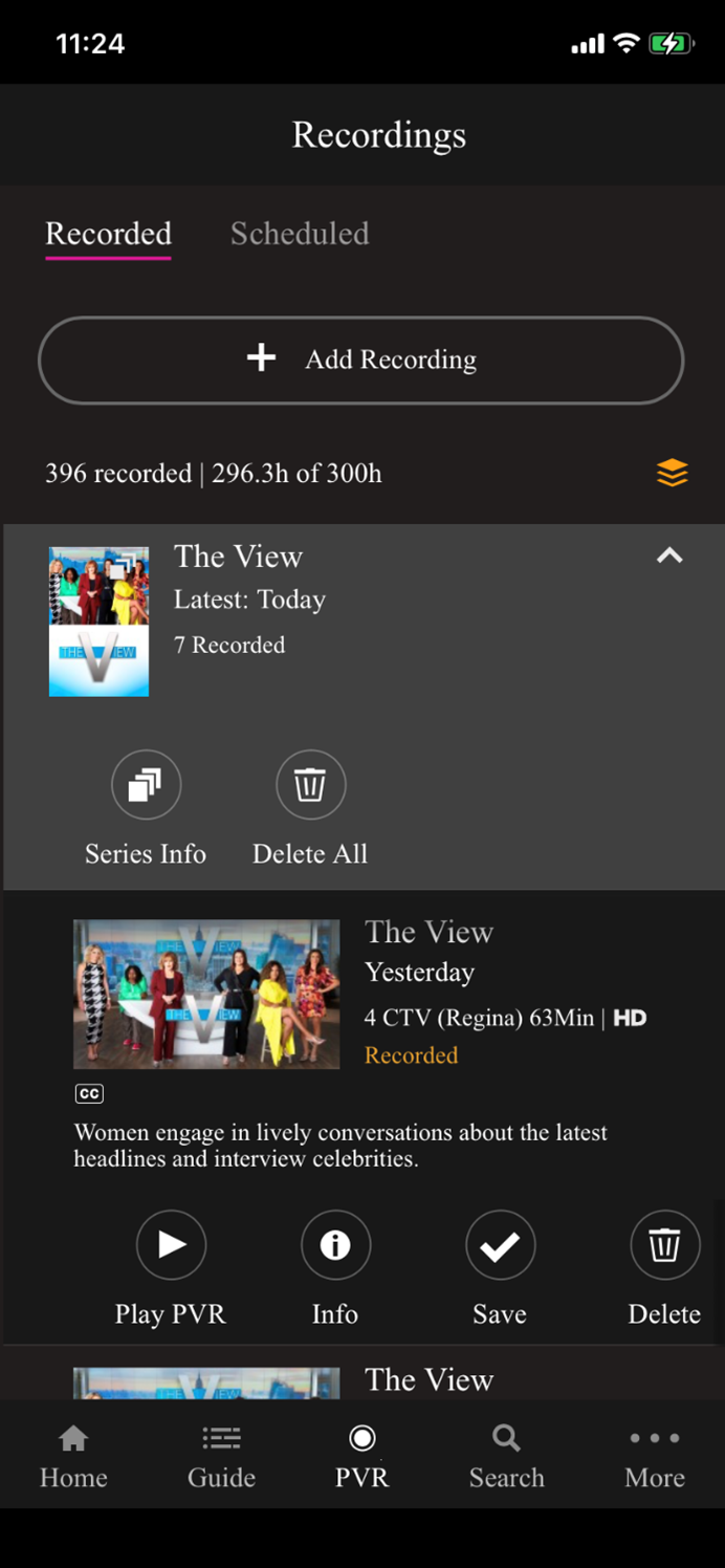 Using the SaskTel maxTV app to manage and watch Cloud PVR recordings | Support | SaskTel