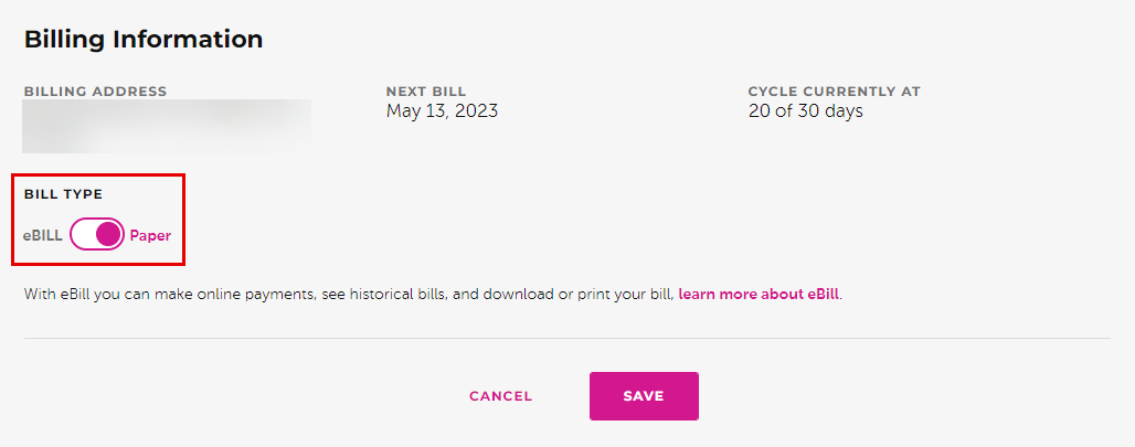 Personal: Cancelling eBILL (going back to paper) | Support | SaskTel