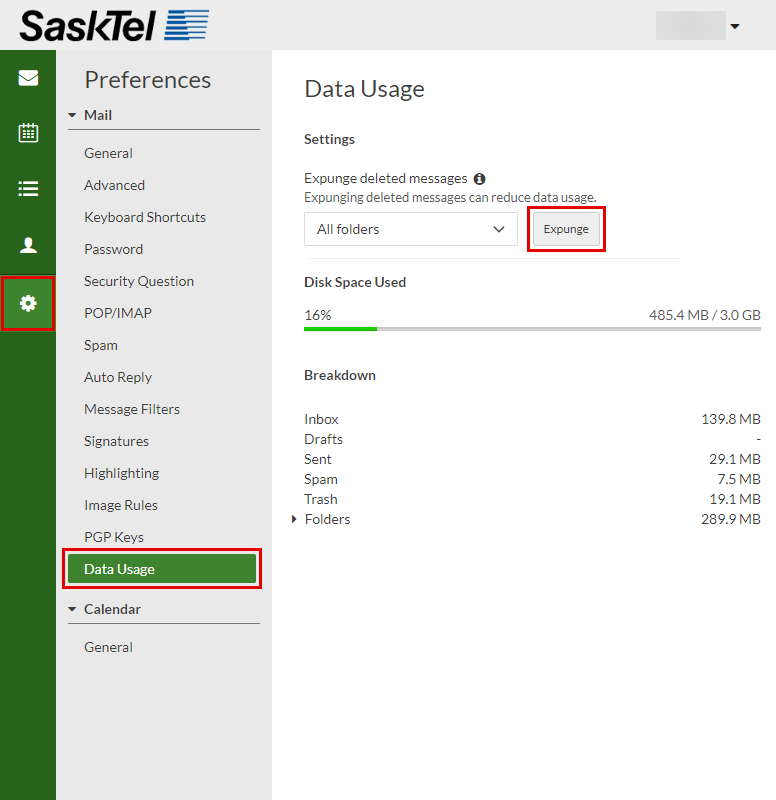 Freeing up space in your sasktel.net mailbox | Support | SaskTel Freeing up space in your sasktel.net mailbox | Support | SaskTel