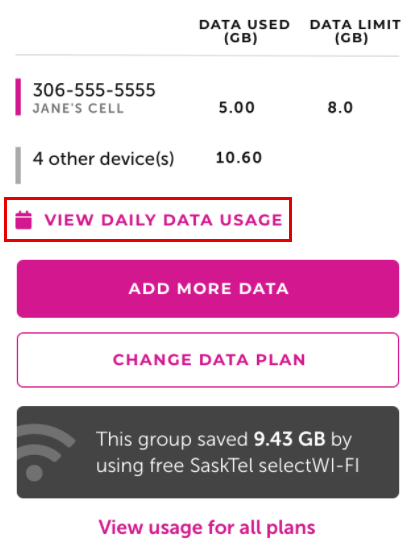 Personal Viewing Real Time Data Usage For Groups And Devices In Mysasktel Support Sasktel