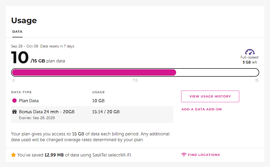Personal Checking Your Data Usage And Limit Support Sasktel