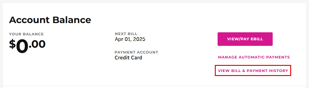 Personal: Viewing your last 18 billed amounts and payment history in ...