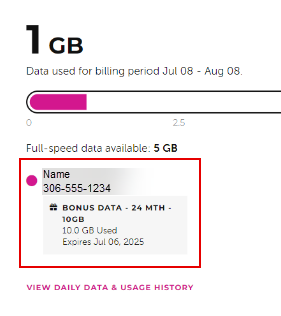 Finding your bonus data usage and details in mySASKTEL | Support | SaskTel