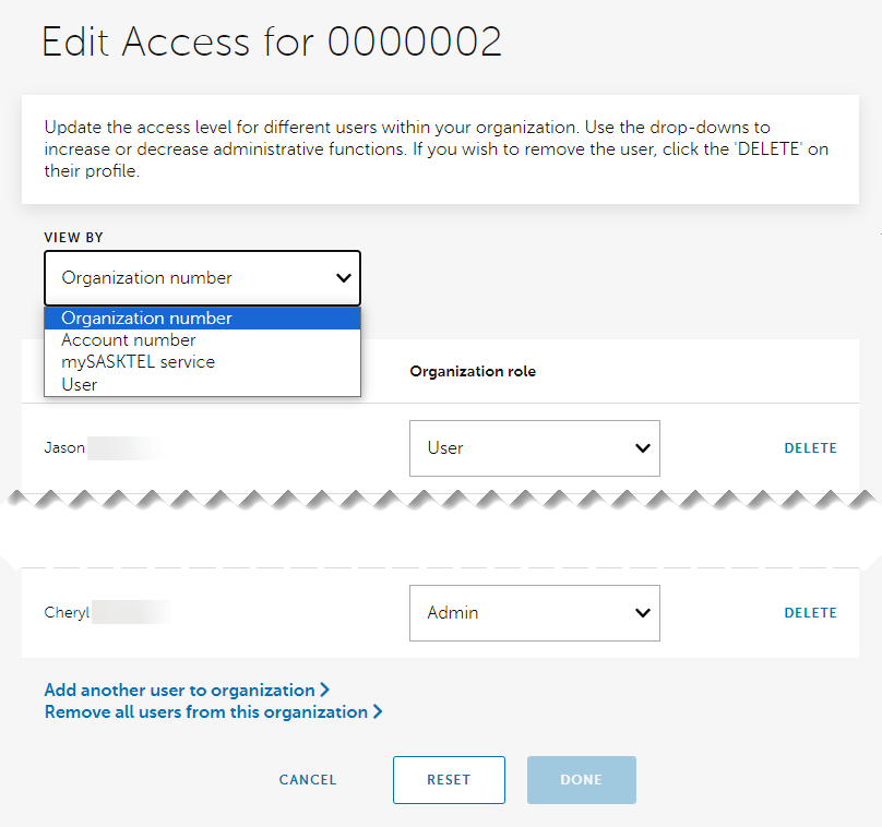 Business: Editing users' access in mySASKTEL | Support | SaskTel