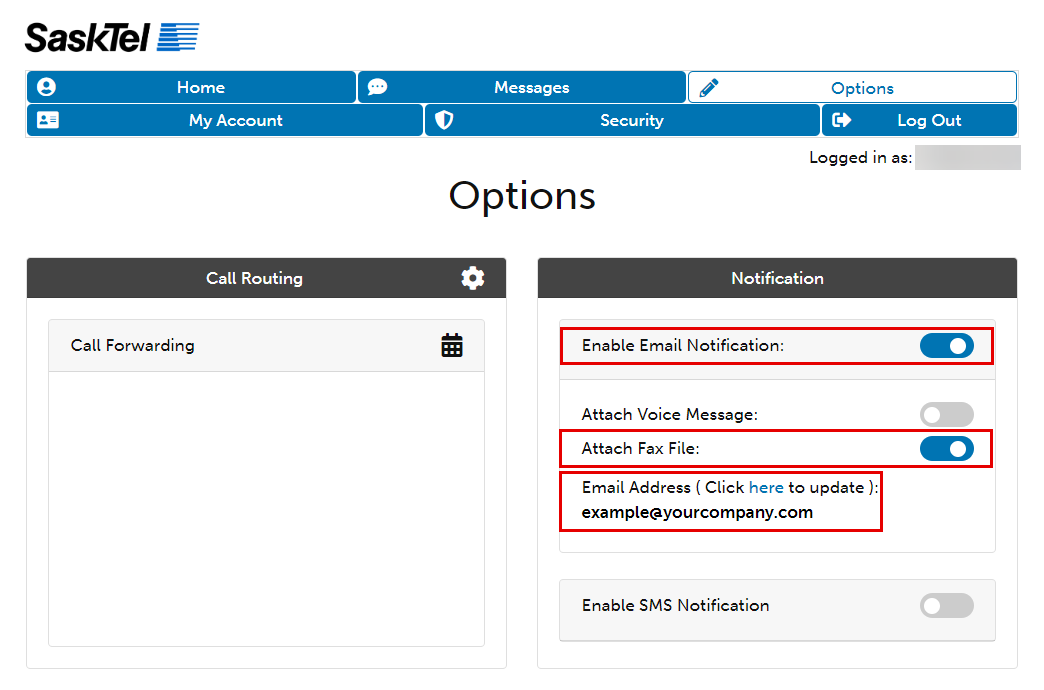Using fax overflow | Support | SaskTel