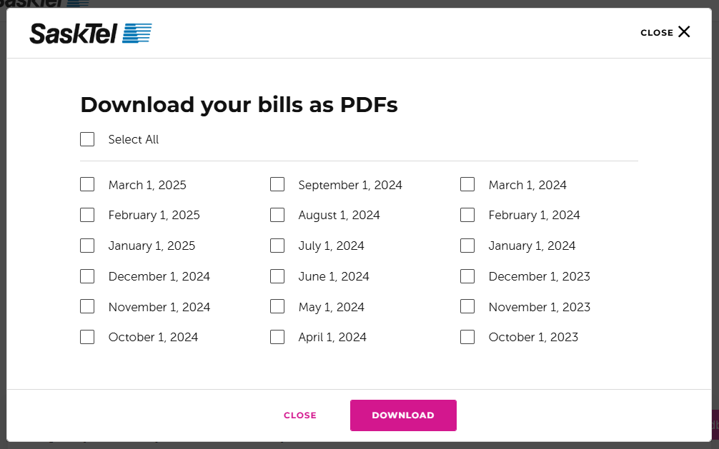 Personal: Downloading your last 18 bills in mySASKTEL | Support | SaskTel