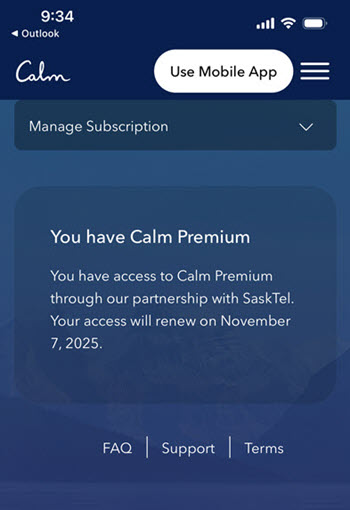 Getting started with Calm Premium | Support | SaskTel