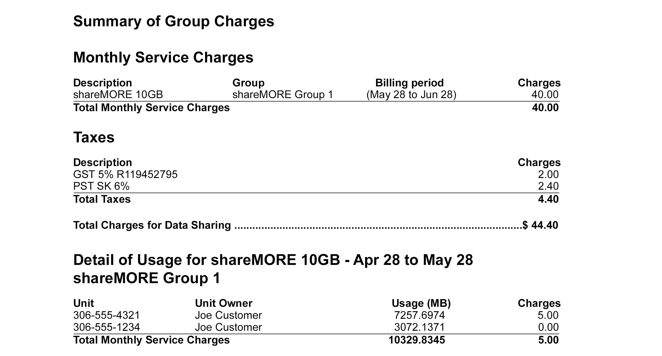 Understanding your SaskTel wireless bill or eBILL | Support | SaskTel